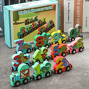 ZRCCOX Toddler Toys for 2-4 Year Old Boys, Wooden Dinosaur Train Toys for Kids, Sensory Toys for Toddlers 1-3, Magnetic Trains for Toddlers, Birthday for Boys Age 1, 2, 3, 4, 5 Niño