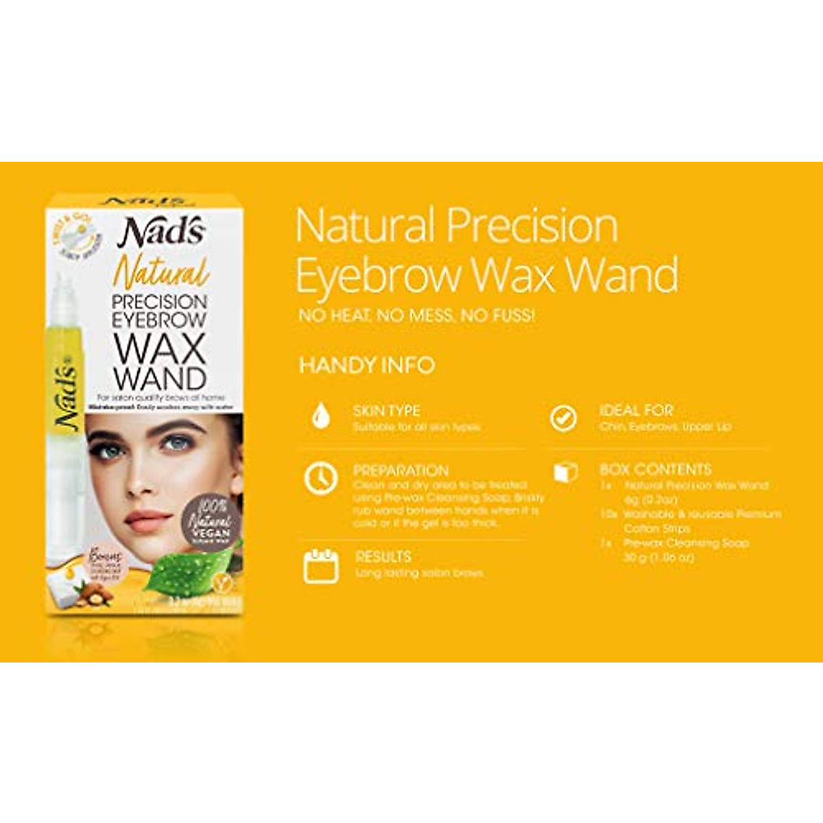 Nad's Eyebrow Shaper Wax Kit - Natural All Skin Types - Eyebrow Facial Hair Removal For Women