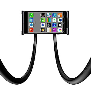 WenffbBou Flexible Universal Mobile Phone Stand, Long Arms Lazy Bracket, Hanging on Neck Universal Mobile Phone Stand for Mobile Phone iPad PC Desktop (Black)