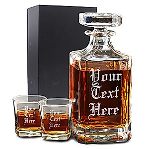 Personalized Glass Whiskey Decanter - Engraved With Your Custom Text