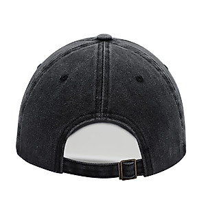 Unisex Vintage Washed Distressed Baseball Cap Twill Adjustable Dad Hat (Black)