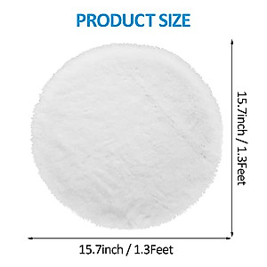 TENNOLA 15.7 Inches Mini White Round Faux Fur Area Rug, Small Fluffy Circle Rugs Cushion for Chair, Furry Carpet for Nail Desk, Shaggy Circular Rug Plush Rug