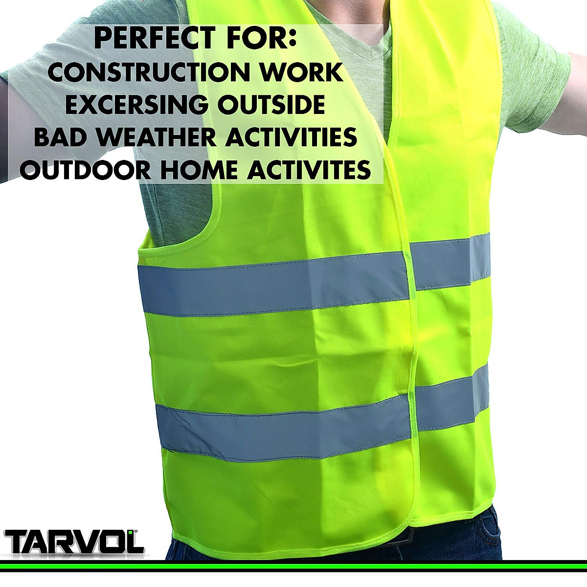 Safety Reflective Vest (ULTRA HIGH VISIBILITY BRIGHT NEON YELLOW) Perfect for Running, Jogging, Walking, Construction, Cycling, Motorcylcle Riding, and More!
