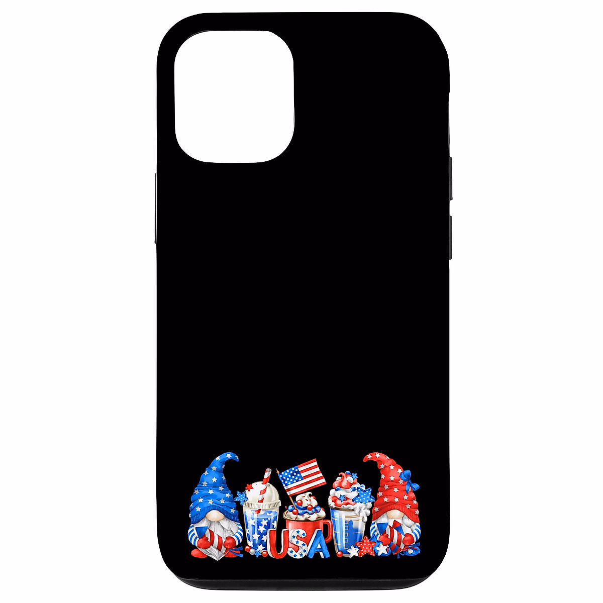 iPhone 13 Pro Red White And Blue Patriotic Coffee Gnome For Women Cute USA Case