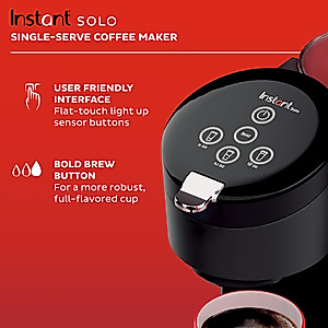 Instant Solo Single Serve Coffee Maker, From the Makers of Instant Pot, K-Cup Pod Compatible Coffee Brewer, Includes Bold Setting and 40oz. Water Reservoir, Brew 8 to 12oz., Black
