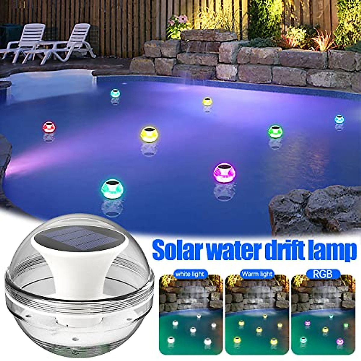 MAOWAPLG Solar Water Floating Pool Light, Outdoor Waterproof Inflatable Floating Light Solar Powered Pond Light Pool Floating Decorative Night Light for Beach Pond Garden Party Decorations