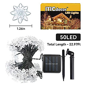 ITICdecor Solar Flower String Lights Outdoor Waterproof 50 LED Upgraded Flower Fairy Light for Garden Fence Patio Yard Christmas Tree Lawn Party (Multi-Colored)