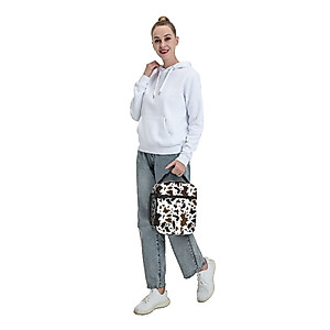 tiehrpr Fashion Cow Print Reusable Insulated Lunch Box Cooler Tote Bag Unisex Handle Lunchbox For Office/Hiking/Camping/Picnic/Beach