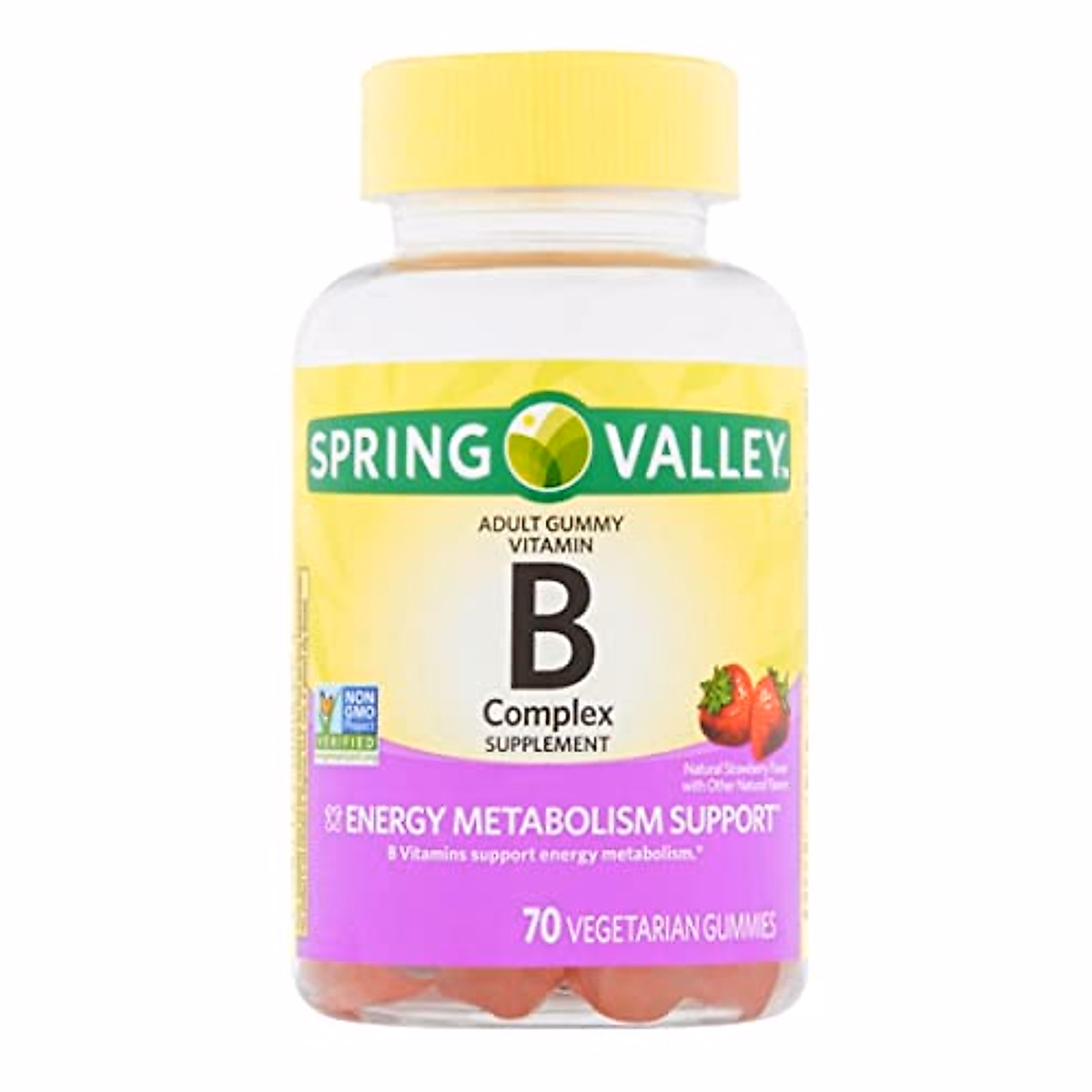 Spring Valley B-Complex Adult Gummy 70 Count - Natural Wild Strawberry Flavor (Packaging May Vary)