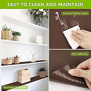 Shelf Liner Cabinet Liners for Kitchen, Non Adhesive Drawer Liner, Durable Washable Waterproof Fridge Refrigerator Mat Pantry Shelf Protector Liner for Shelves, Cupboard, Coffee 11.8 x 78.7 inches