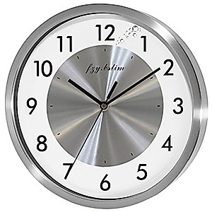 Fzy.bstim Non Ticking Silent Wall Clock Decorative,Analog Metal Wall Clock Battery Operated,Bedroom/Living Room/Office/Kitchen Clock,10 Inch