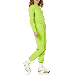 Amazon Essentials Women's Crop Drop Shoulder Sweatshirt (Available in Plus Size), Lime Green, Medium