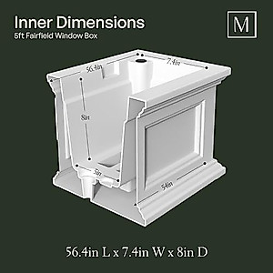 Mayne Fairfield 5-Foot Window Box – Self-Watering, Weather-Resistant Planter for Flowers – Durable Design for Outdoor Use, Perfect for Windows, Railings, or Fences