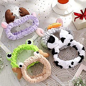 Jutom 6 Pieces Animal Themed Spa Headband Cute Makeup Headband Lovely Ears Hair Band for Washing Face Elastic Cosmetic Head Wrap for Women Girls, 6 Styles