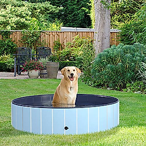 Nurxiovo Pet Bath Pool Foldable Pet Swimming Pool PVC 55'' x 12'' Indoor &Outdoor Bathing Tub for Large Dogs Cats Kids,Blue