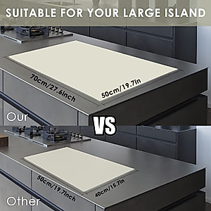 Extra Large Silicone Placemat, Food-Grade Flexible Silicone Mat Kids Non-Slip Dinner Placemat Waterproof Heat Insulation Countertop Protector Silicone Pastry Rolling Dough Mats 27.6x19.7''Beige, 1Pack