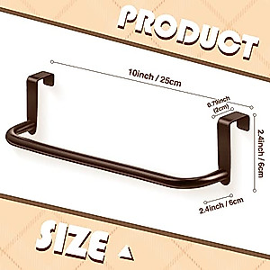 2 Pieces Metal Towel Bar Kitchen Cabinet Towel Rack Strong Steel Towel Bar Rack for Hanging on Inside or Outside of Doors, Home Kitchen Bathroom, Hand Towels, Dish Towels and Tea Towels (Bronze)