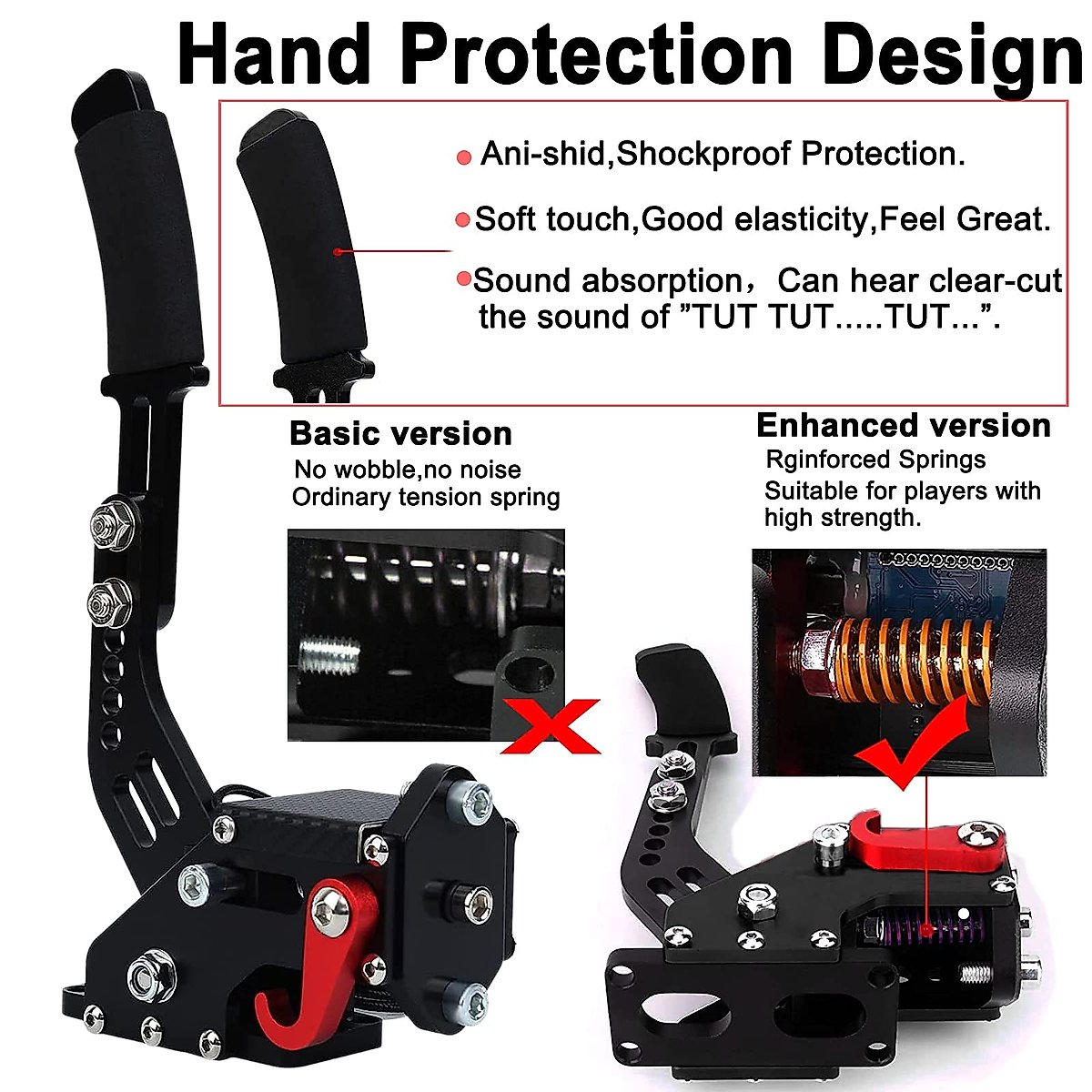 Obokidly Upgrade 2-IN-1 USB Handbrake Support G27/G29/G920 Compatible With PS4/PS5 + PC For Simracing Game Sim Rig With Clamp (Support G29 With Clamp, Black)