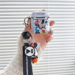 OINbxw for Airpod Case Cover, Airpod Case Personalized Custom with Lanyard Keychain Cool Cartoon Cute Anime Design Series Airpod Case for Women Girls Wireless Airpod 2 Case (Mickey)