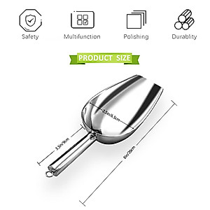 Metal Ice Scoop 6 Oz，Kitchen Ice Scooper for Ice Maker, Small Food Scoops for Bar Party Wedding Pet Dog Food, Stainless Steel Silver