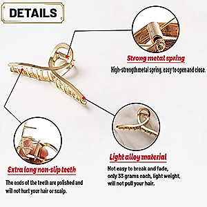 4.7 Inch Large Gold Metal Hair Accessories - 4PCS Big Non-Slip Claw Clips with Strong Jaws for Thick and Thin Hair, Cute Butterfly Fashion Accessory for Women & Girls
