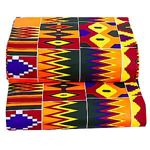African Wax Fabrics 6 Yard 100% Cotton Ankara Kente Print Fabric for Party Dress