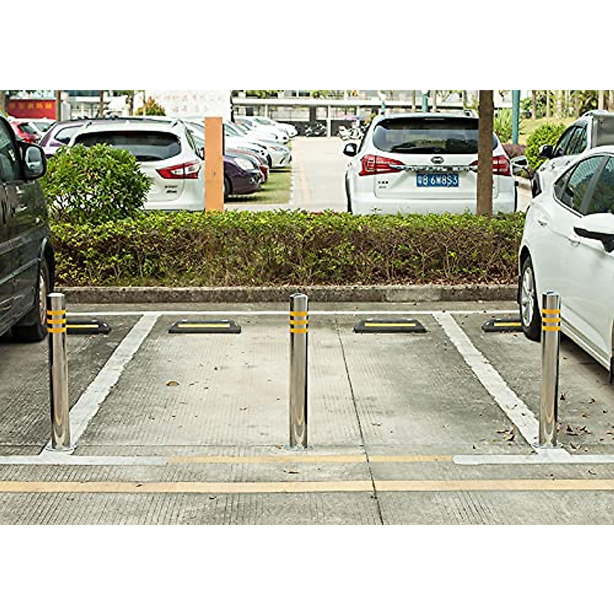 Metal Parking Barriers Traffic Security Bollard Removable Parking Space Lock Perfect Parking Post, Construction Lot, Road Marker or Street Stanchion(Size:650x89mm) (650x89mm)