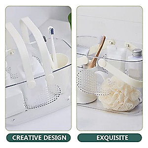 LALAFINA Loofah Shower Caddy Basket Plastic Storage Basket Shower Organizer Bucket with Handle Whale Pattern for Kitchen Dorm Bathroom Garden Cleaning Supplies White Scrunchies
