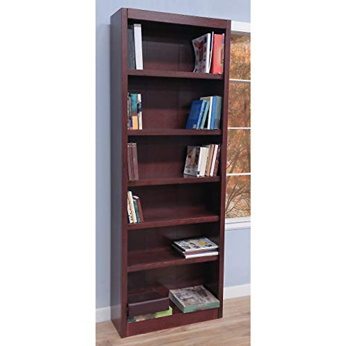 Traditional 84" Tall 6-Shelf Wood Bookcase in Espresso