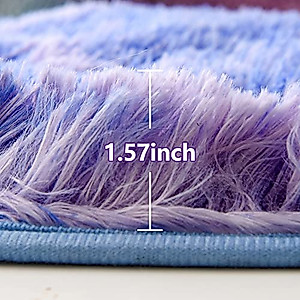A Nice Night Shaggy Fluffy Faux Fur Area Rug Door Mat,Tie Dye Style,Softest, Luxurious Shag Carpet Rugs for Bedroom, Living Room, Luxury Bed Side Plush Carpets, Rectangle (Light Purple, 3' x 5')