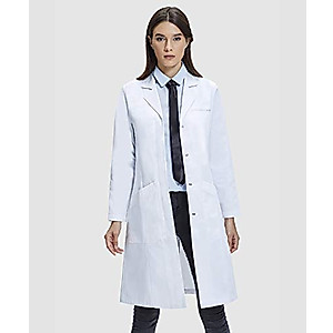 Dr. James Lab Coat for Women, 100% Cotton, Classic Fit, Multiple Pockets, White, 37 Inch Length (6)