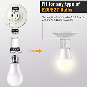 4 Pack JACKYLED GU24 to E26 E27 Adapter, Heat Resistant Up to 392℉ Fire Resistant Converts GU24 Bi-Pin Based Fixture to E26 E27 Standard Screw-in Socket