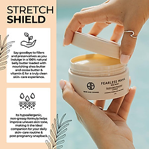 Fearless MaMa Stretch Mark Prevention Belly Butter for Pregnancy - 100% Natural Loaded With Ingredients That Nourish & Moisturize. Stretch Marks & Scars Defense (Unscented)