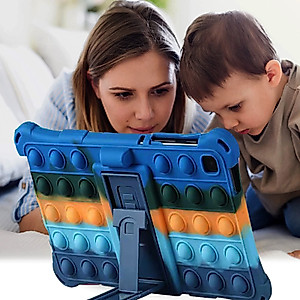 ALHBEJT Tablet Case for Galaxy Tab A7 Lite 8.7" 2021|SM-T220/T225/T227 Silicone Case Cover with Stand Lanyard Pen for Samsung Tab A7 Lite Pop Anxiety Relief Fidgets(Colorful Blue)