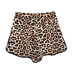 Kafeimali Women's Fashion Summer Leopard Beach Shorts Casual Short Pants (M)