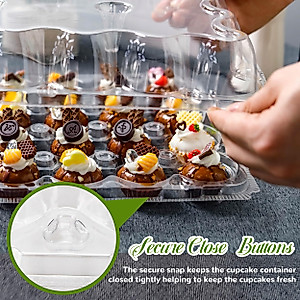 NPLUX 24 Count Mini Cupcake Containers 15 Pack Cupcake Holder with Detachable Tall Dome Lids Mini Plastic Stackable Cupcake Boxes for 360 Cupcakes, BPA Free