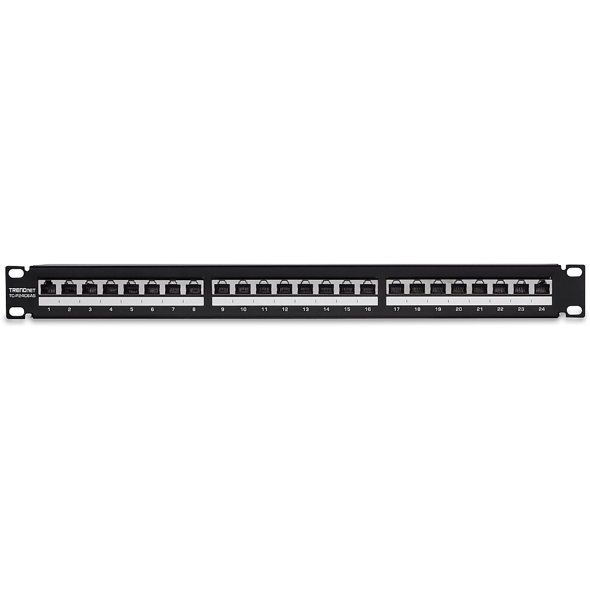 TRENDnet 24-Port Cat6A Shielded Patch Panel, 1U 19" Metal Housing, 10G Ready, Cat5e,Cat6,Cat6A Compatible, Cable Management, Color-Coded Labeling for T568A and T568B Wiring, Black, TC-P24C6AS