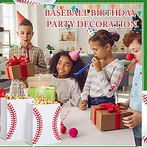 100 Pieces Baseball Paper Gift Bags with Handle Baseball Goody Candy Bags Treat Bags for Baseball Party Favors Birthday Party Gift Wrapping Supplies