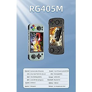 RG405M Retro Handheld Game Console 4 Inch IPS Touch Screen Android 12 CNC Aluminum Alloy Unisoc Tiger T618 Portable Video Player 128G 3172 Games Support OTA Update(DXR-RG405M-Grey)