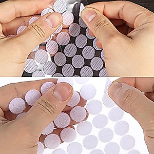 Adhoklop 1248 Pcs (624 Pairs) Dots with Adhesive 0.59 Inch Diameter Hook and Loop Nylon Sticky Back Coins, Adhesive Strips Fastener Round Tapes for School Classroom Teacher Supplies (White)
