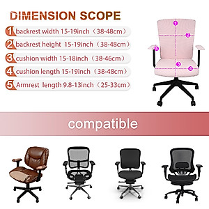 4 Pieces Computer Office Chair Covers Set Universal Protective Stretchable Chair Seat Covers Desk Chair Armrest Covers Slipcovers Pads Office Cushion Backrest for Boss Rotating Chairs (Pink)
