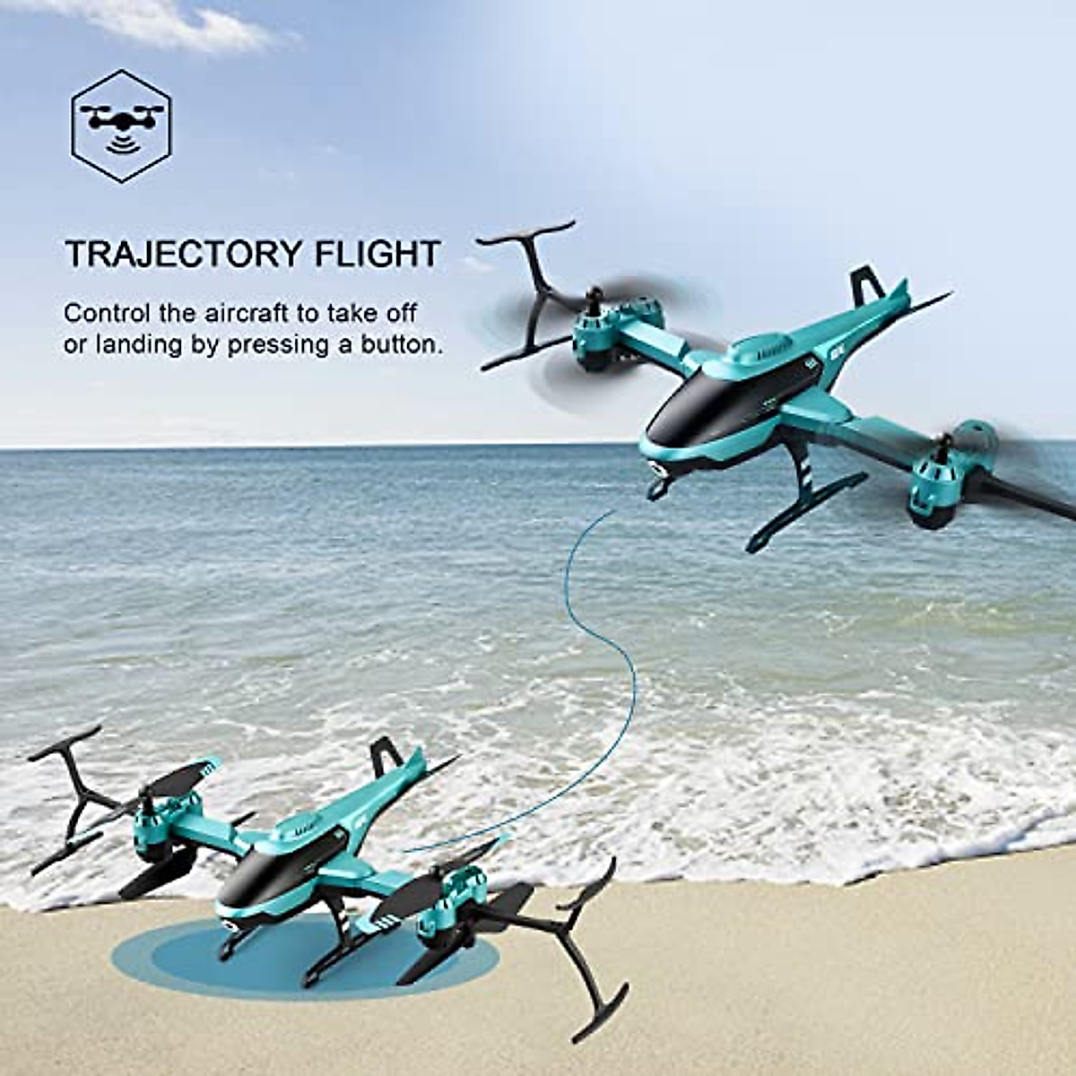 4DRC V10 Drone with 1080P HD Camera for Kids Adults,Helicopte Mini Foldable RC Quadcopter WIFI FPV Live Video for beginners,3D Flips, Gestures Selfie, Altitude Hold, Waypoint Fly,One Key Start, 2 Batteries