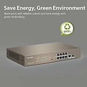 Tenda TEG5310P, Layer-3 Gigabit Managed PoE Switch, Enterprise 10 Port PoE Switch with 8 x PoE+ @ 150W, 1 x GE Port & 1 x SFP Port, Smart PoE Power Supply, Flexible QoS/ IGMP/ ACL/ ARP/ DHCP Snooping