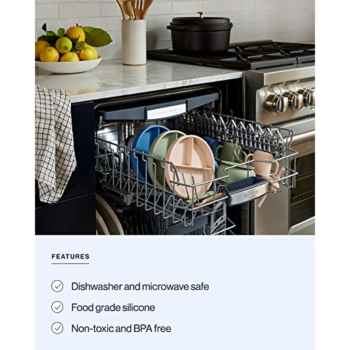 Lalo First Bites Silicone Baby Feeding Set - Baby Led Weaning Supplies - Non-Toxic Silicone - Includes 2 Bibs, 2 Spoons, Training Cup, Suction Plate and Bowl - 6 Pieces - Oatmeal