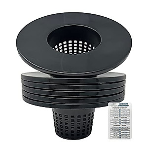 6 in. Wide Lip Bucket Basket (Pack of 6) | 5 Gallon Bucket Lids for DWC, Net Pots for Hydroponics + Twin Canaries Chart