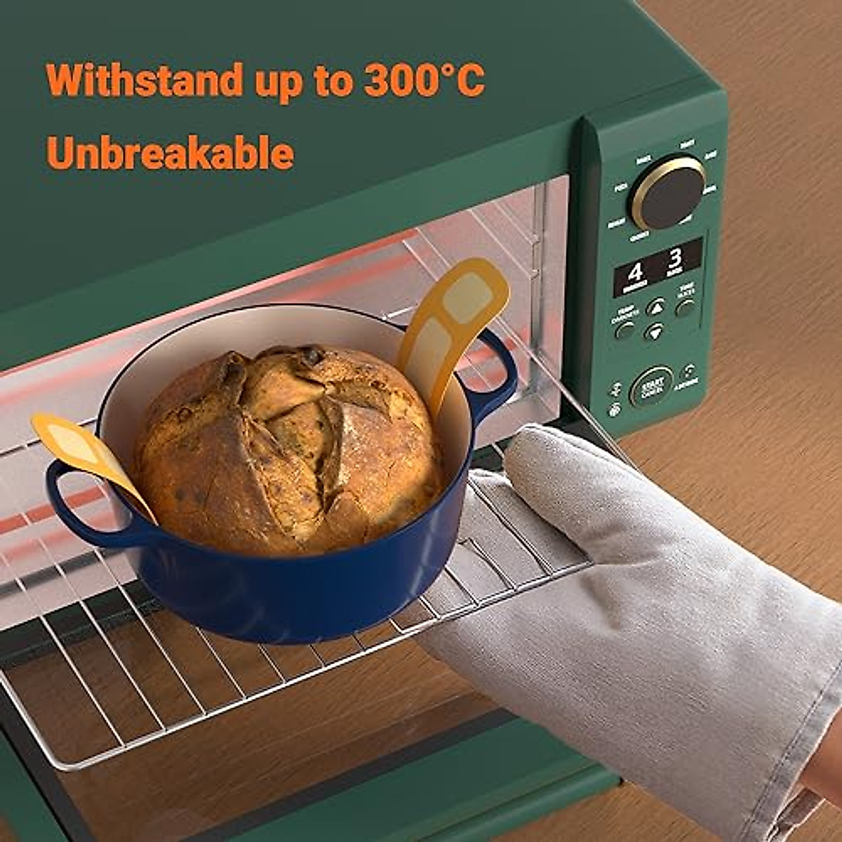 NIGCEA Silicone Bread Sling Sourdough Silicone Baking Mat for Dutch Oven, Long Handles Non-stick 8.3 Inch, 536º F/ 280º C, 2 Pcs Orange Sourdough Bread Baking Supplies