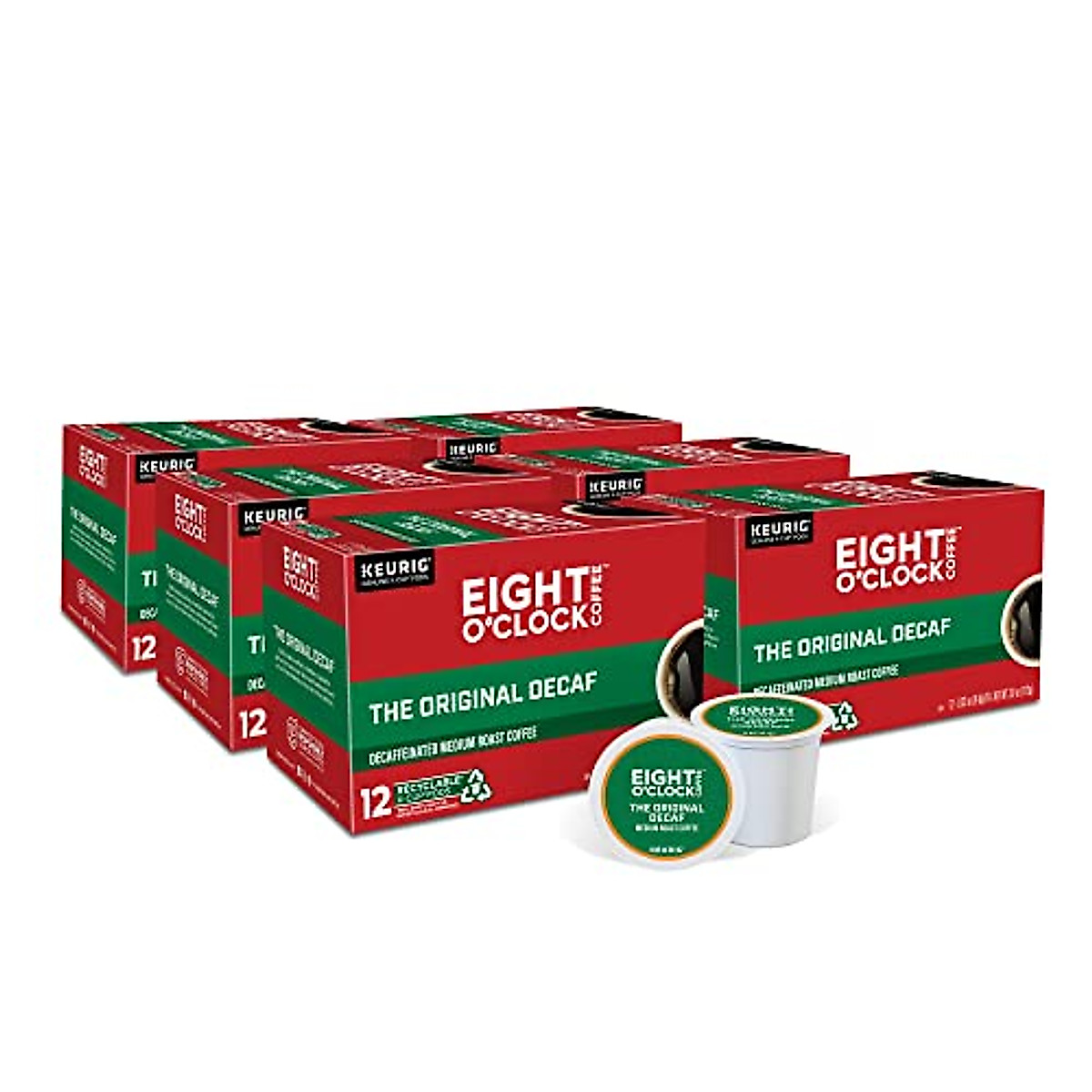 Eight O'Clock Cofee Original Decaf, Keurig Single Serve K-Cup Pods, 72 Count (6 Packs of 12)