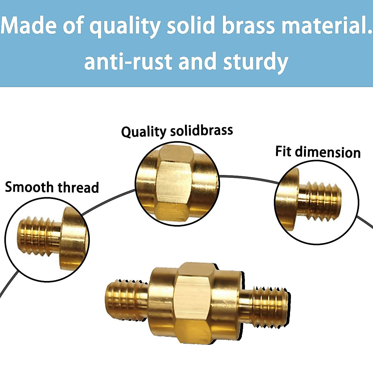 BESULEN 4 Pcs Side Post Battery Terminal, 3/8"-16 Copper Bolt Connector, Solid Brass Post Adapter Extender Screws for Standard Battery, Thread Side Terminal Batteries Studs