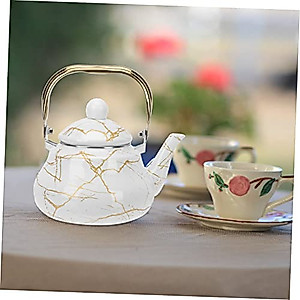 BESTOYARD 2 pcs Enamel Kettle camping kettle glass tea pot mini terrarium no whistling kettles ceramic water kettles coffee tea maker Water Boiling Pot Household Water Pot Stove Water Kettle