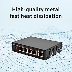 60W 4-Port Gigabit PoE Switch/Extender PoE Splitter Repeater, 10/100/1000Mbps, Supports IEEE 802.3af/at for Ethernet Extension, 6KV Lightning Protection, by CENTROPOWER